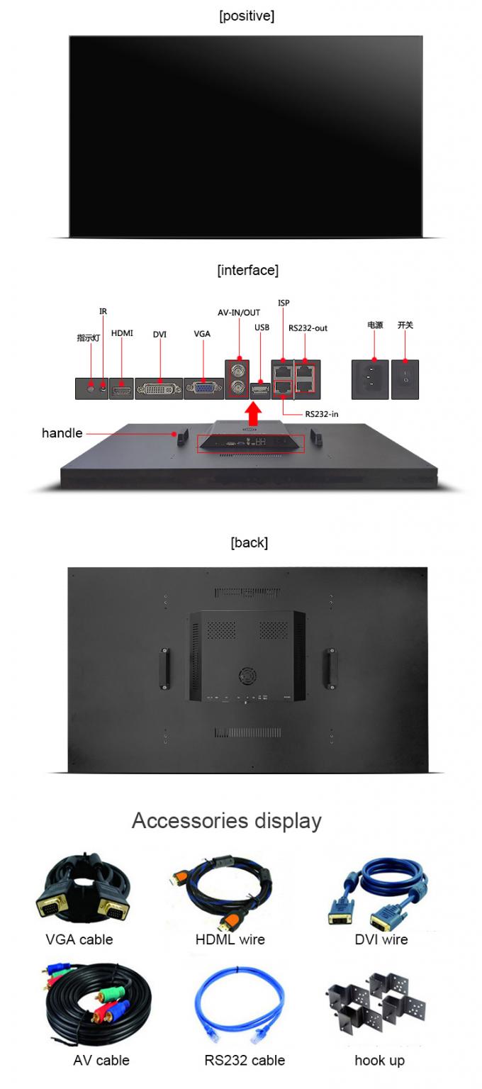 Big Screen LCD Video Wall 4k Full HD , Vertical Interactive 3x1 Video Wall