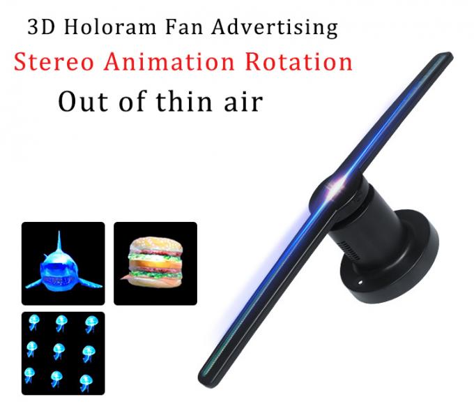 65cm 4 Blades Spinning Led Hologram , Holographic 3d Led Fan 450x224px ...